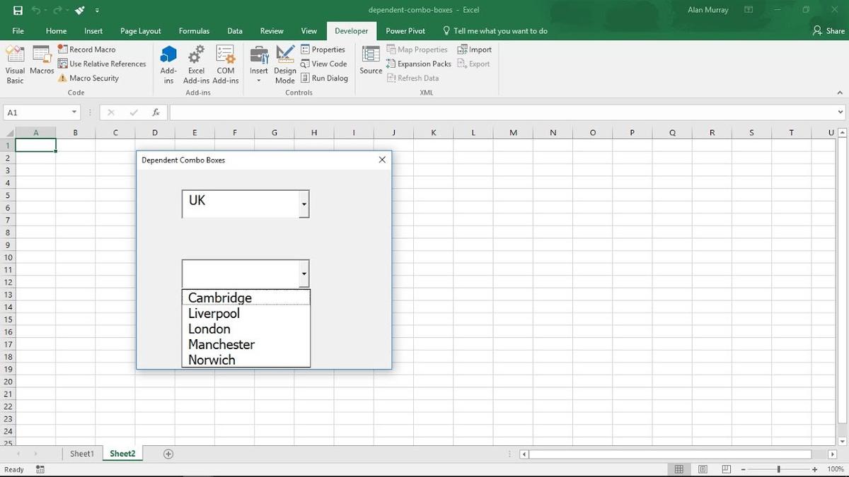 Creating Dependent Combo Box In Excel Using Vba User Form