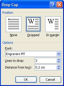 Insert a Drop Cap in Word