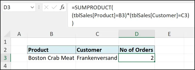 Using Sumproduct To Count Records Using Multiple Conditions