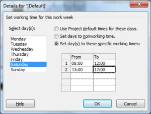 Speciify the Working Days of a Project | Computergaga