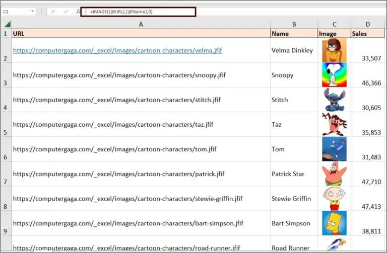 Excel IMAGE Function - Computergaga