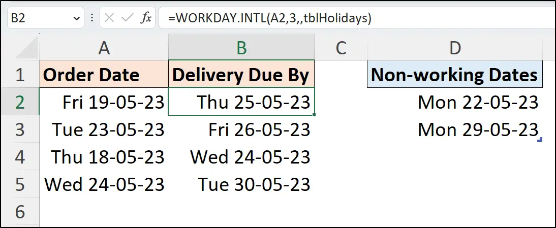 Excel WORKDAY Function | Computergaga