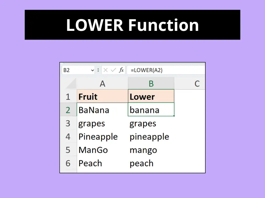 Excel LOWER Function | Computergaga Excel LOWER Function | Computergaga